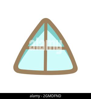 Window is triangular for roof and attic. Simple and flat style. Blue ...