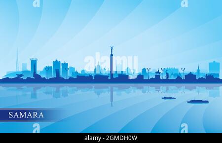 Samara city skyline silhouette background, vector illustration Stock ...