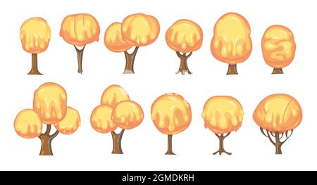 Set of fabulous sweet trees. For landscapes with blue caramel, ice ...