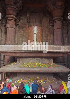 Shiva Lingam temple interior ornate with flowers and colors with ...