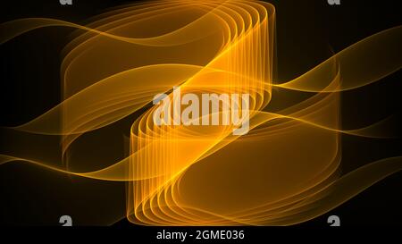 Abstract background 4k yellow gold light dark black waves and lines ...