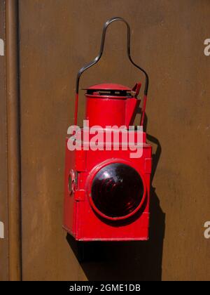 Vintage railway tail lamp on rear of train Stock Photo - Alamy