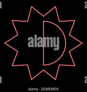 Neon brightness and contrast setting red color vector illustration flat ...