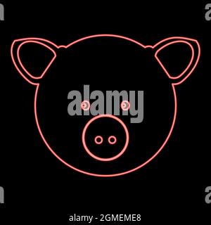 Neon pig it is the red color vector illustration flat style light image ...