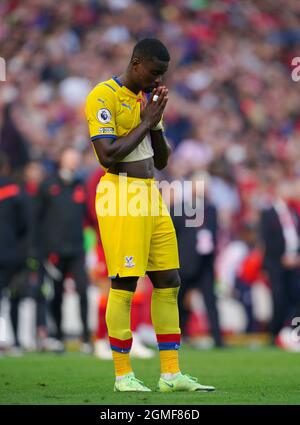 Crystal Palace's Marc Guehi appears dejected after the Premier League ...