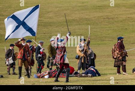 Scottish soldiers in a reenactment of the Jacobite rising of 1745 in ...