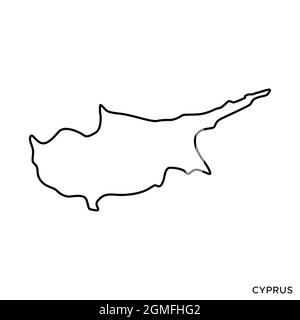 Cyprus vector map outline, line, linear. Cyprus black map on white ...