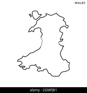 Wales vector map. Editable template with regions, cities, red pins and ...