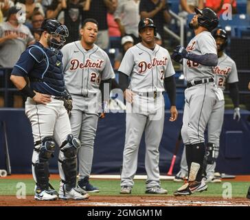 The Detroit Tigers' Miguel Cabrera (24) connects on a single in the ...