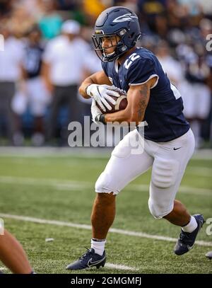 Toledo, OH, USA. 18th Sep, 2021. Toledo QB Carter Bradley #2 throws the ...