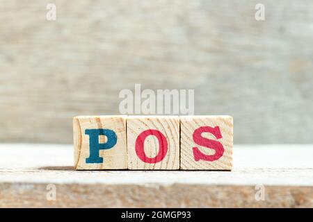 Alphabet letter in word POS (abbreviation of point of sale) on green ...
