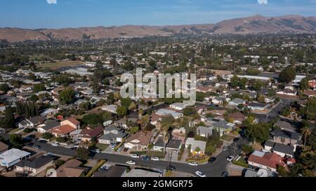 Afternoon aerial view of the city of Fremont, California, USA Stock ...