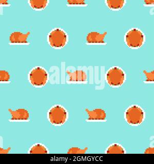Roasted Turkey pixel art. pixelated Roast. vector illustration Stock ...