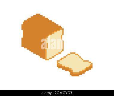 Sliced bread pixel art. Pixelated Food rooty. 8 bit vector illustration ...