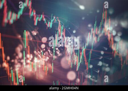 stock indexes in virtual space. Economic growth, recession. Electronic ...