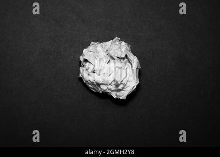 Close up of wadded up paper ball, crumpled ball of white paper isolated ...