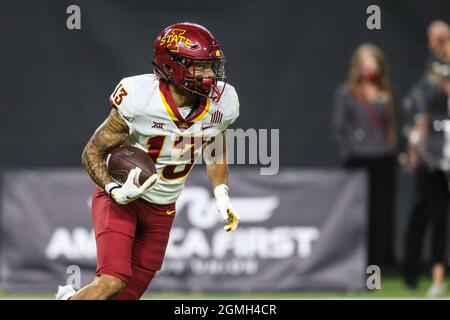 Iowa State wide receiver Jaylin Noel (13) runs up field during the ...