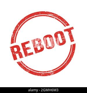 REBOOT text on red grungy rectangle stamp sign Stock Photo - Alamy