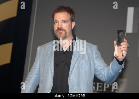 Vincent Deniard receives best actor award during the closing ceremony ...