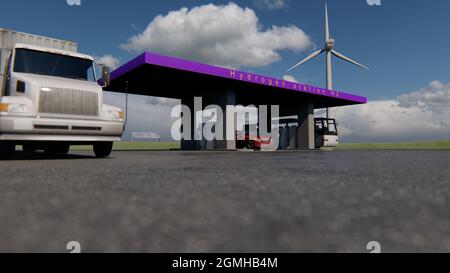 H2 hydrogen station Modern equipment Ecology concept industry storage ...