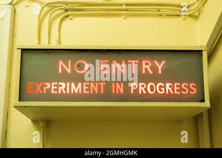 Illuminated "No Entry" sign in English and traditional Chinese ...