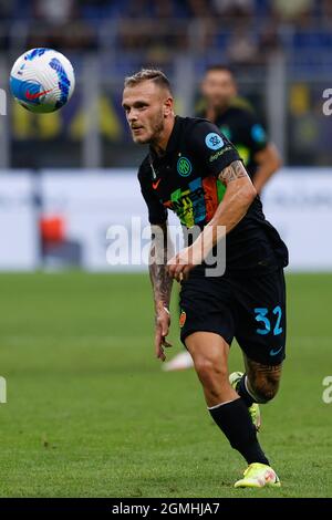 Federico Dimarco of FC Internazionale in action during the friendly football match between AC ...