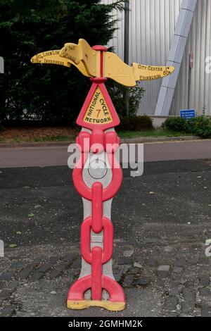 Cycle track sign on the clydeside, Glasgow,Scotland,Uk,Europe Stock ...