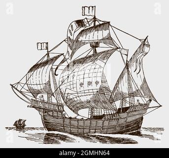 medieval merchant ship illustration. - vector Stock Vector Image & Art ...