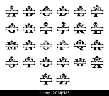 Font with bone letters, creepy ABC typee alphabet. Halloween or Dia de ...