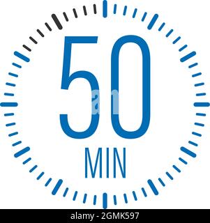 50 minutes on stopwatch icon in flat style. Clock face timer vector ...