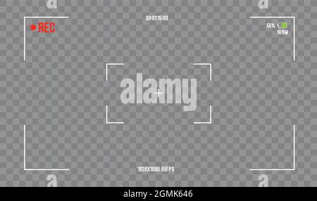 Camera view viewing images on transparent background. Visual screen ...
