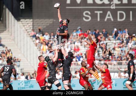 Dylan Cretin of Lyon during the Top 14 match between Bayonne and Lyon ...