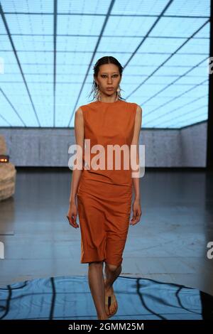 A Model walks the runway at the Eftychia Fashion show, during the ...