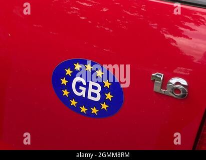 GB Car Sticker with European Stars Stock Photo - Alamy