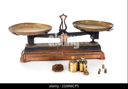Roberval balance in front of white background Stock Photo - Alamy