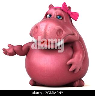 Pink Hippo - 3D Illustration Stock Photo - Alamy