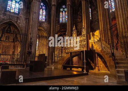 Religious elements inside the Cathedral, Costa Brava of Catalonia in ...