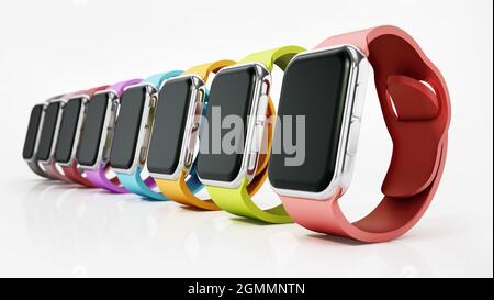 Generic smartwatches isolated on white background. 3D illustration ...