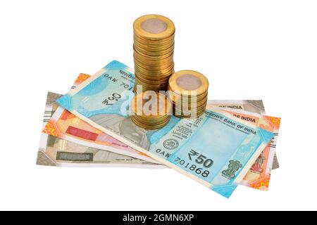 Indian rupees currency isolated on white background with clipping path ...