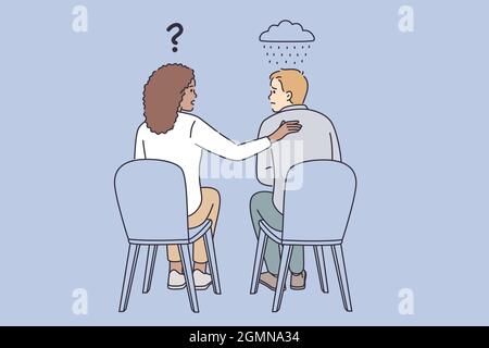 Mental health support vector illustration. Cartoon psychologist or ...