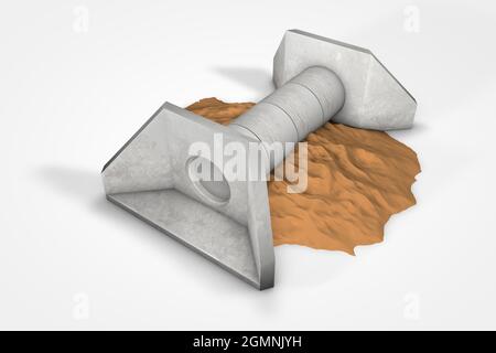 Prefabricated concrete materials, cement panels and tubes on a white ...