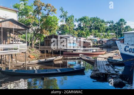 View of riverside buildings in Jutai town, Brazil Stock Photo - Alamy
