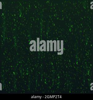 Matrix code stream. Green data codes screen, binary numbers flow and computer encryption row ...