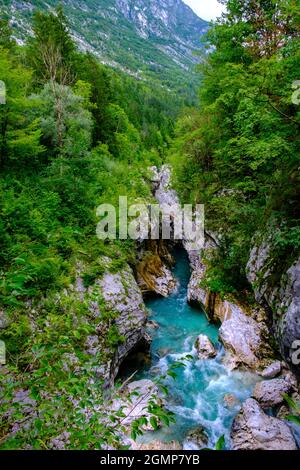 Amazing Soca river gorge in Slovenian Alps. Great Soca Gorge (Velika ...