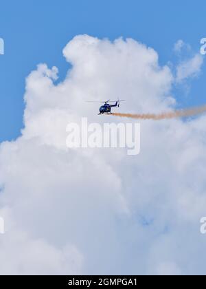 Helicopter Red Bull in flight Stock Photo - Alamy