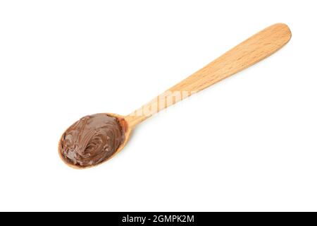 Spoon with chocolate paste isolated on white background Stock Photo - Alamy