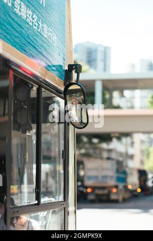 Mirror on a public bus outdoors Stock Photo - Alamy