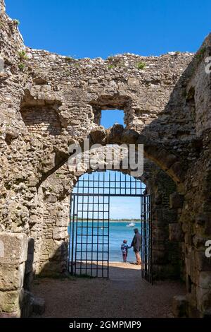 The ruins of Portchester Castle, in the English county of Hampshire ...