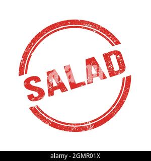 SALAD text written on red grungy zig zag borders round stamp Stock ...