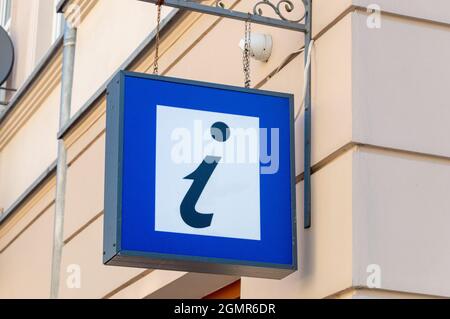 Tourist info signage on which the way of arrival is specified in ...